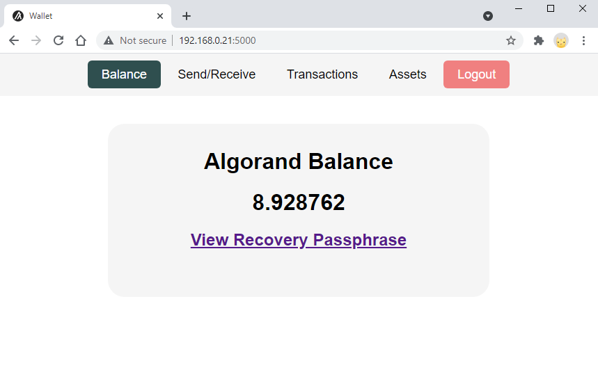 Creating a demo wallet using Flask | Algorand Developer Portal